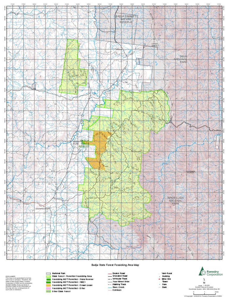 Fossicking Area Map Badja State Forest | PDF | Geography | Transport
