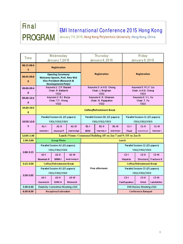 EMI 2015 Final Program | PDF | Earthquake Engineering | Biomechanics