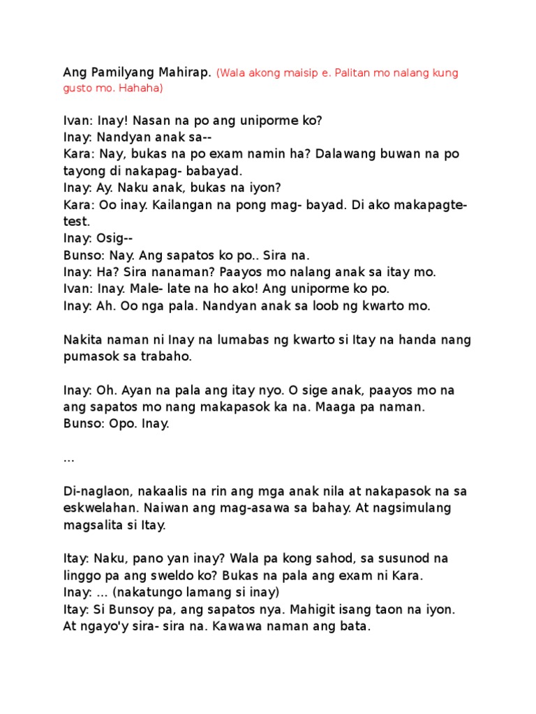 Ang Pamilyang Mahirap | PDF