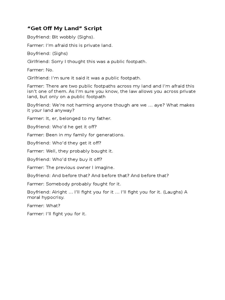 Private Land Dispute Script | PDF | Games & Activities | Art