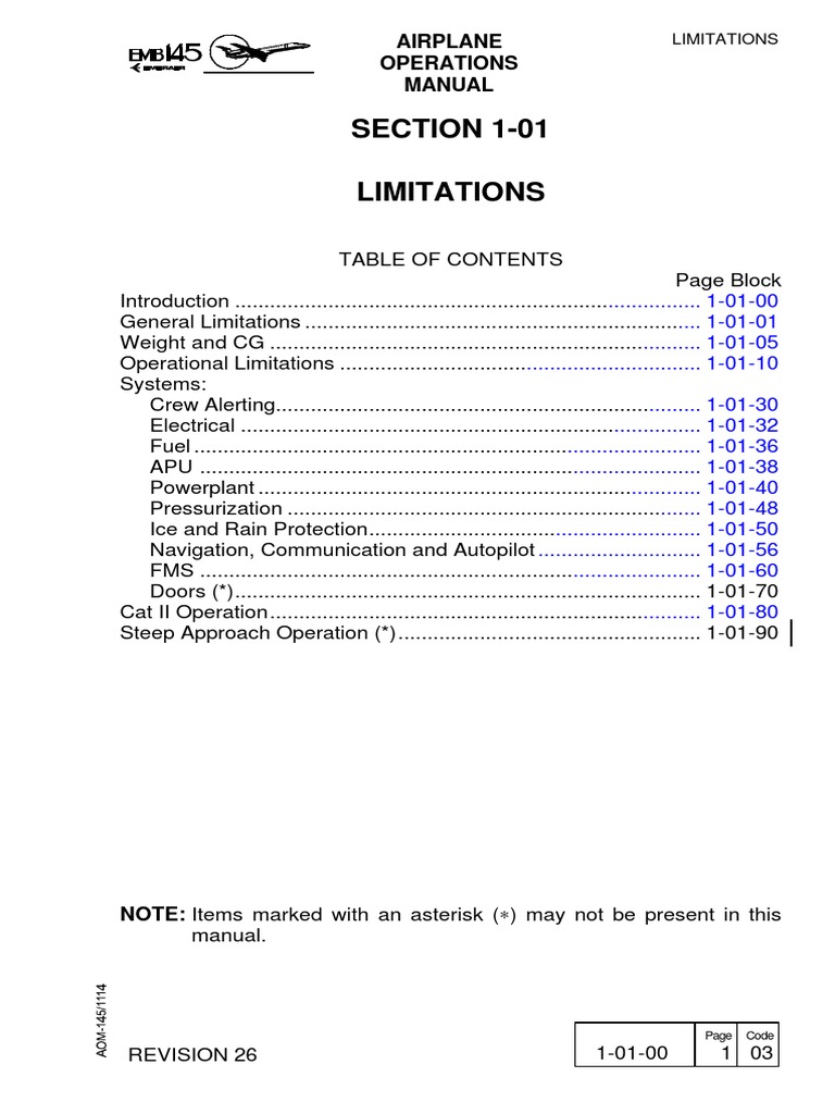 SECTION 1-01 Limitations: Airplane Operations Manual | PDF | Takeoff ...
