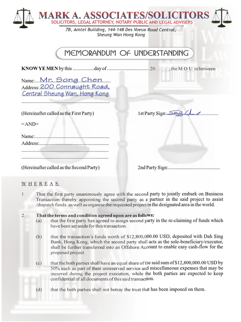 Deed of Agreement-MOU | PDF | Financial Transaction | Lawyer Deed of Agreement-MOU | PDF | Financial Transaction | Lawyer