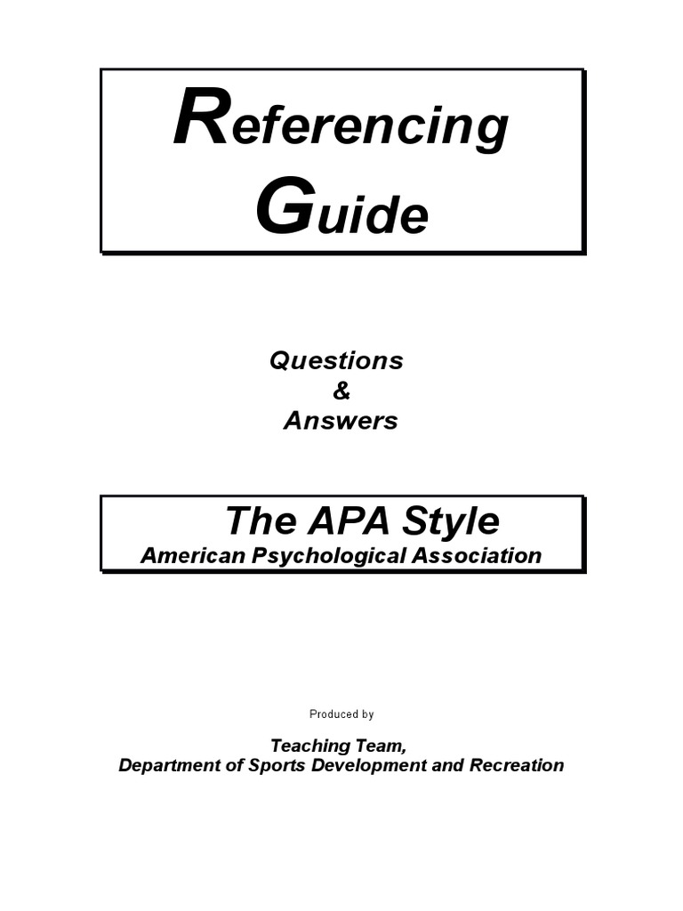 APA Refrencing Guide | PDF | Plagiarism | Citation
