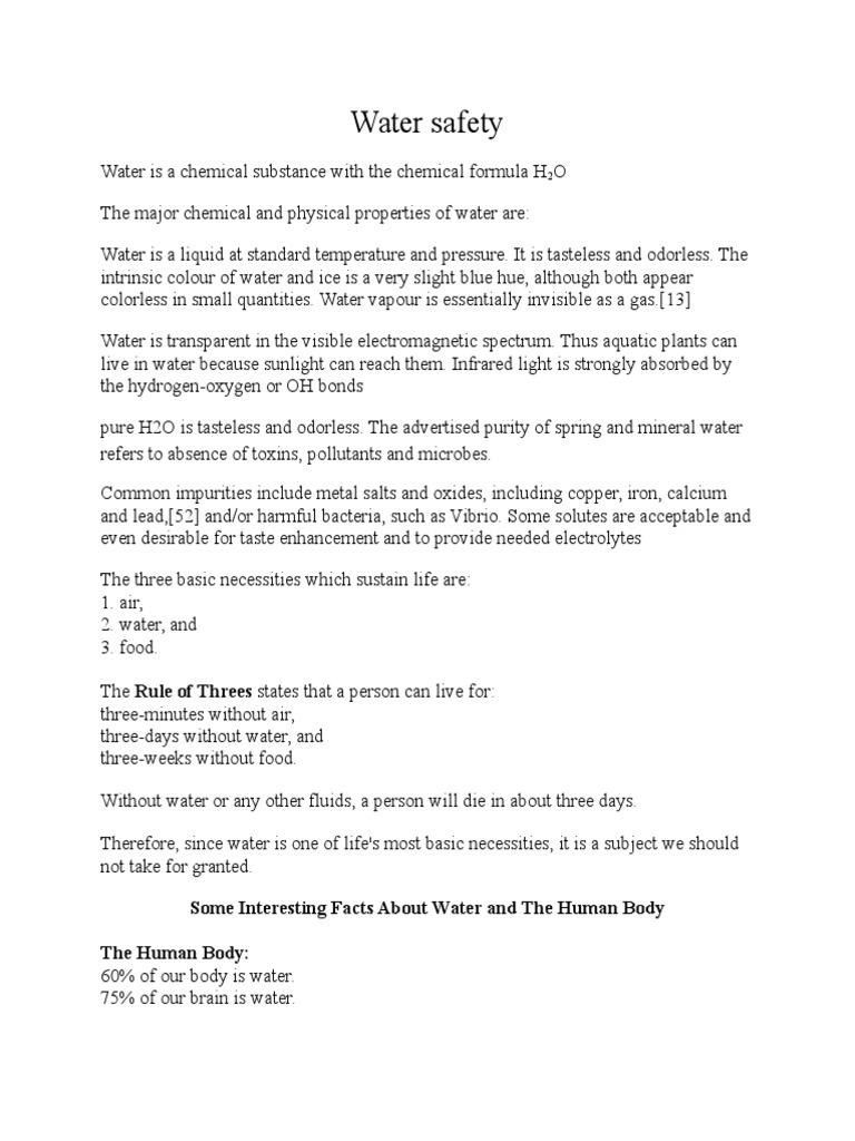 Water Safety | PDF | Properties Of Water | Chlorine