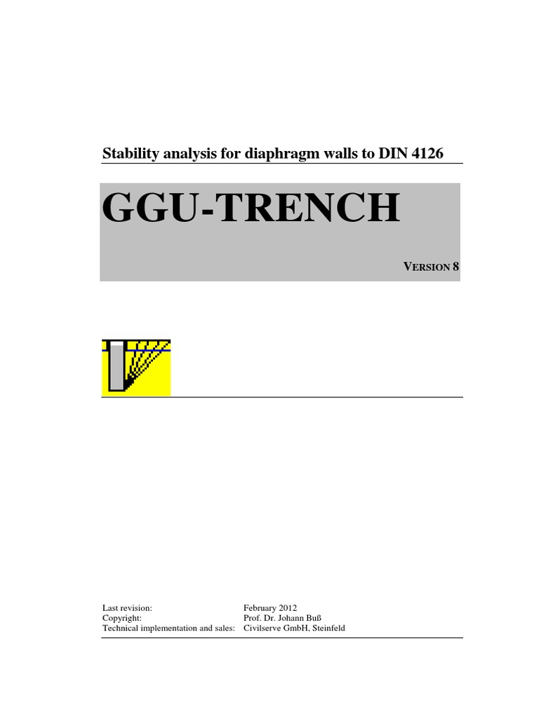 Ggu-Trench: Stability Analysis For Diaphragm Walls To DIN 4126 | PDF | Pressure | Printer ...