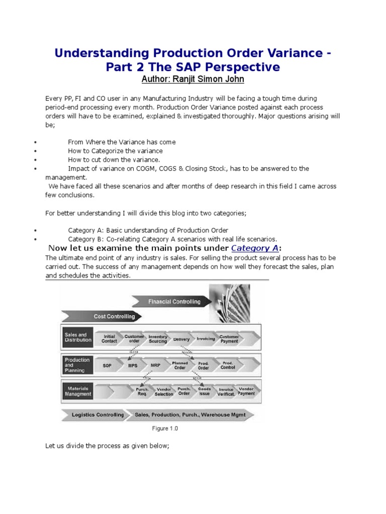 Understanding Production Order Variance | PDF | Debits And Credits ...