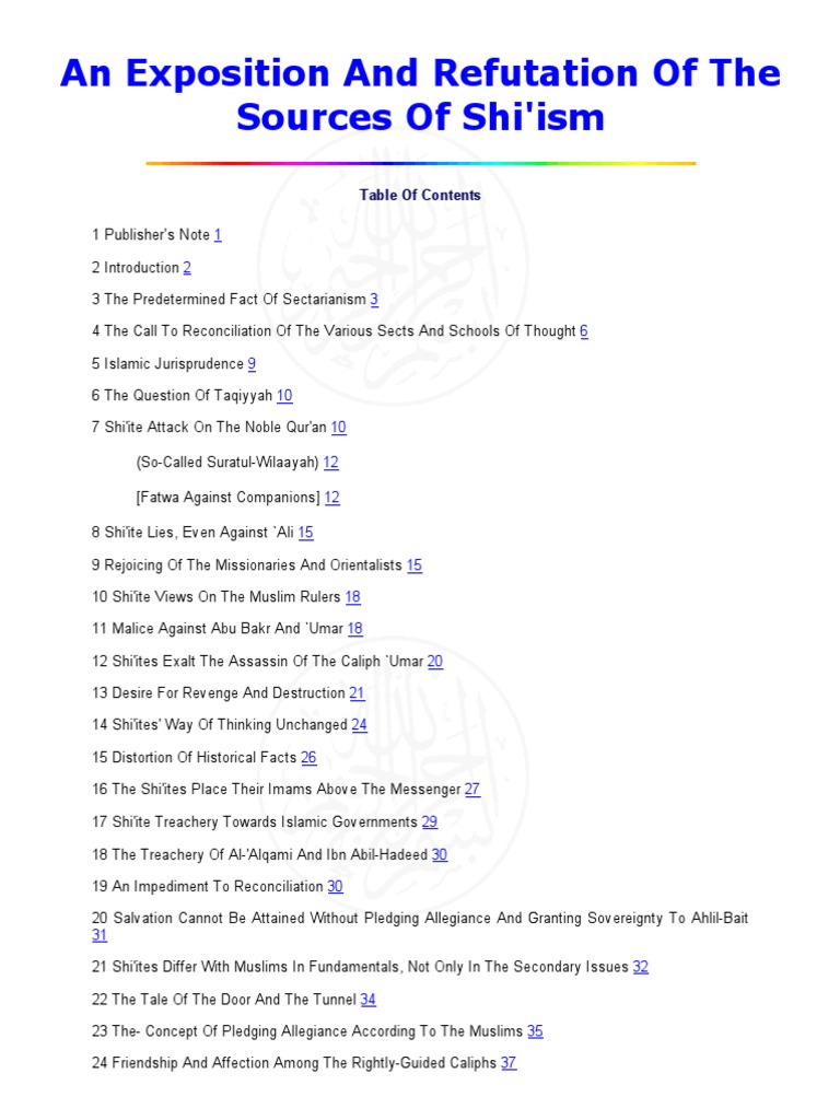 A Refutation and Exposition of The Sources of Shi'Ism | PDF | Shia ...