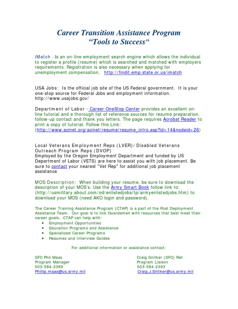 Career Transition Assistance Program | PDF