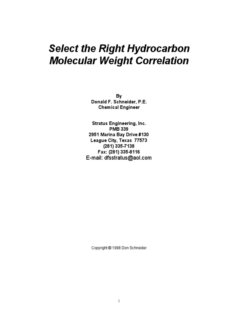 Molecular Weight Correlation For Hydrocarbon | PDF | Science ...