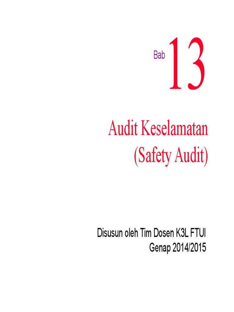 Bab 13 Safety Audit | PDF | Security | Emergency Management
