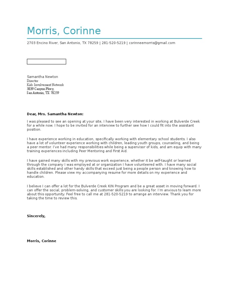 Cover Letter Co-Op | PDF