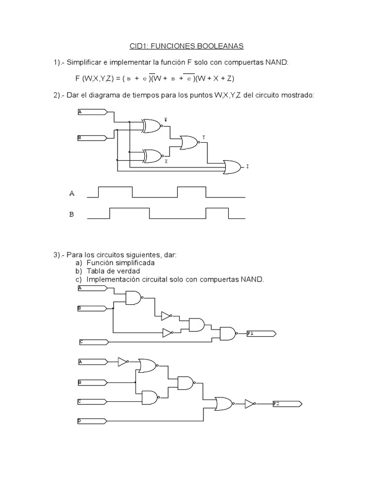 Funciones Booleanas | Descargar gratis PDF | Puerta lógica | Diseño ...