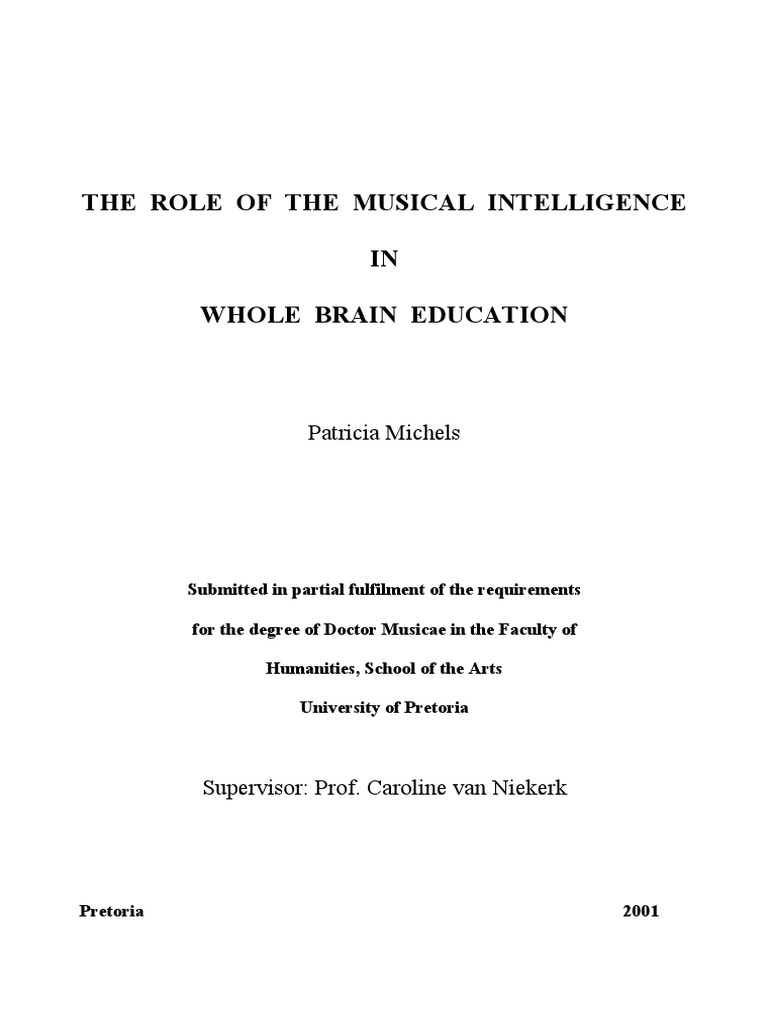 The Role of The Musical Intelligence | PDF | Brain | Intelligence