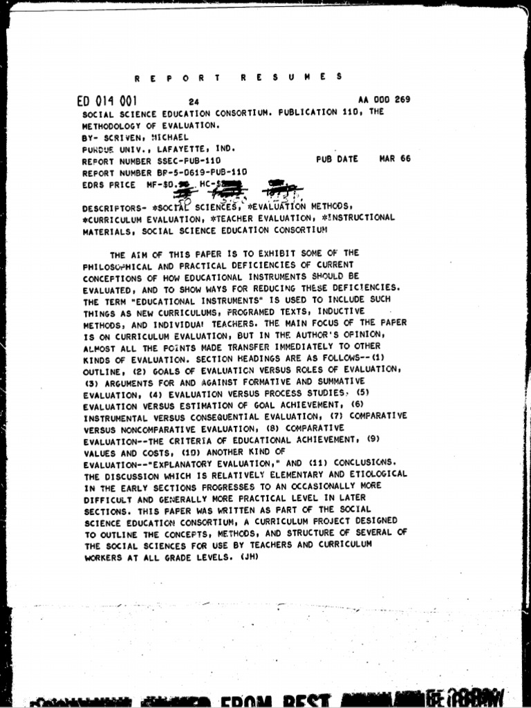 Scriven - The Methodology of Evaluation 1967 | PDF