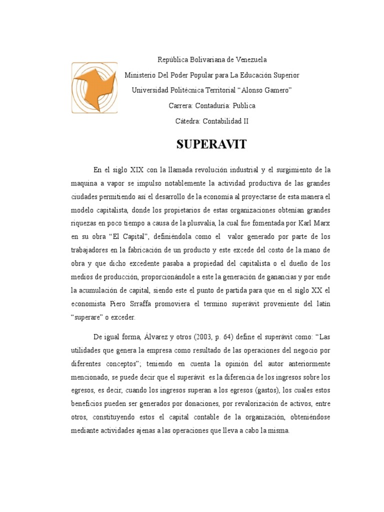 Definición y Tipos de Superávit Contable | PDF | Beneficio (economía ...
