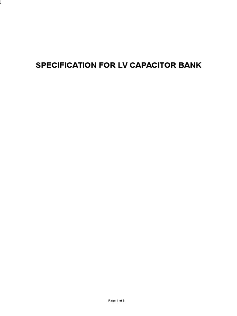 Specification LV Capacitor Bank | PDF | Capacitor | Fuse (Electrical)