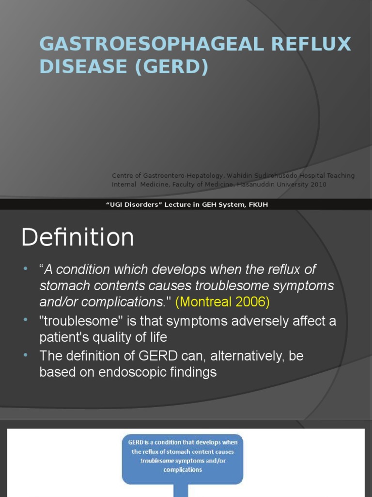 GERD: Definition, Diagnosis, Management | PDF | Gastroesophageal Reflux ...