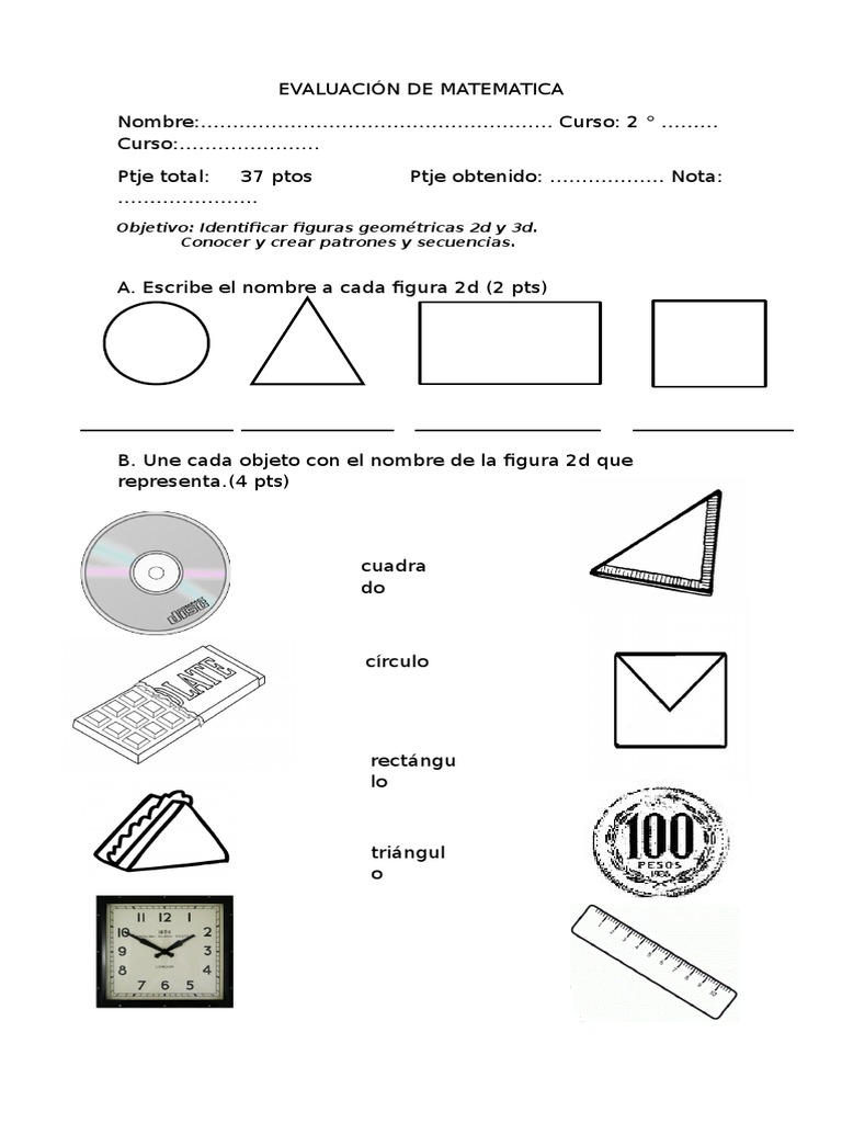 Prueba Cuerpos y Figuras Geometricas | PDF