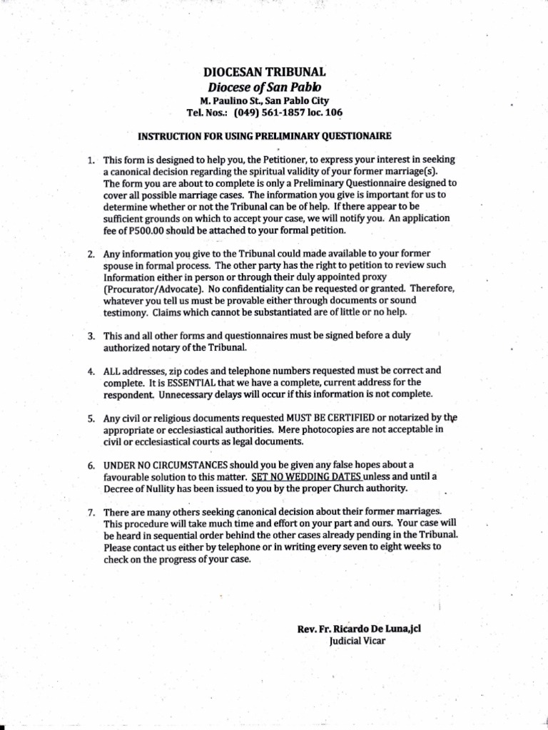 requirements for church annulment | Marriage | Social Institutions