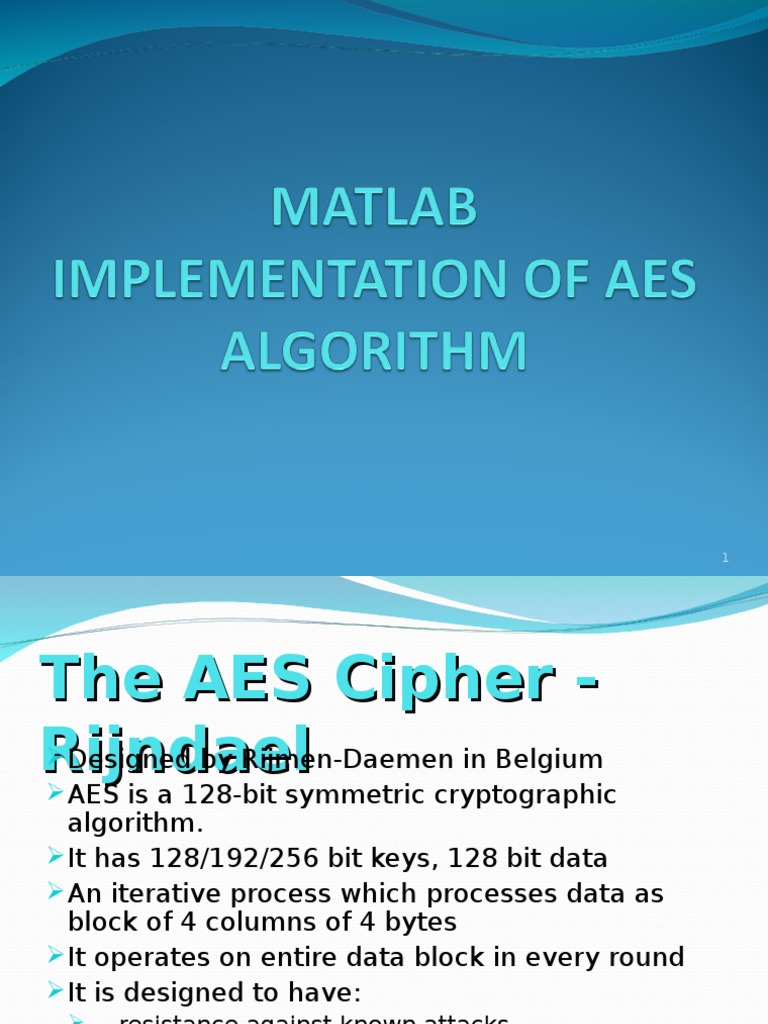 Aes Matlab | PDF | Key (Cryptography) | Matrix (Mathematics)