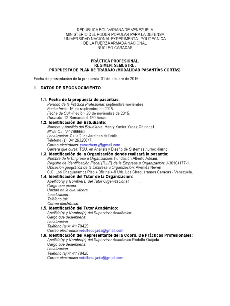 Modelo de Proyecto de Pasantías | PDF | Bibliotecas | Bases de datos