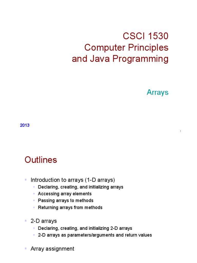 Lec09 Arraysasd | Download Free PDF | Data Type | Array Data Type