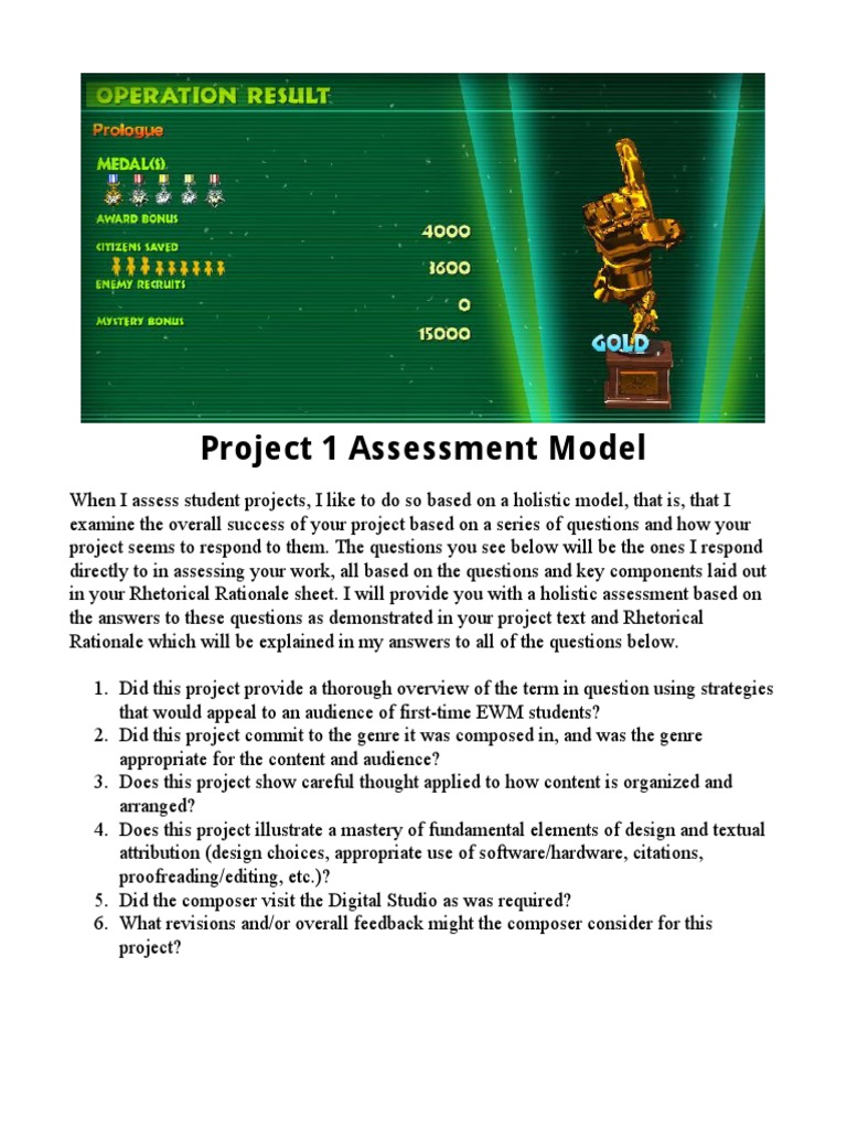 Project 1 Assessmentmodel | PDF