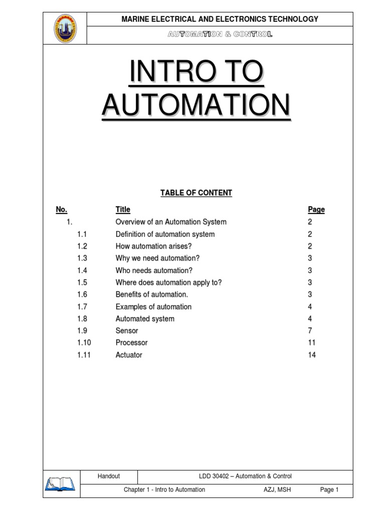 Introduction to Automation Systems | PDF | Automation | Programmable ...