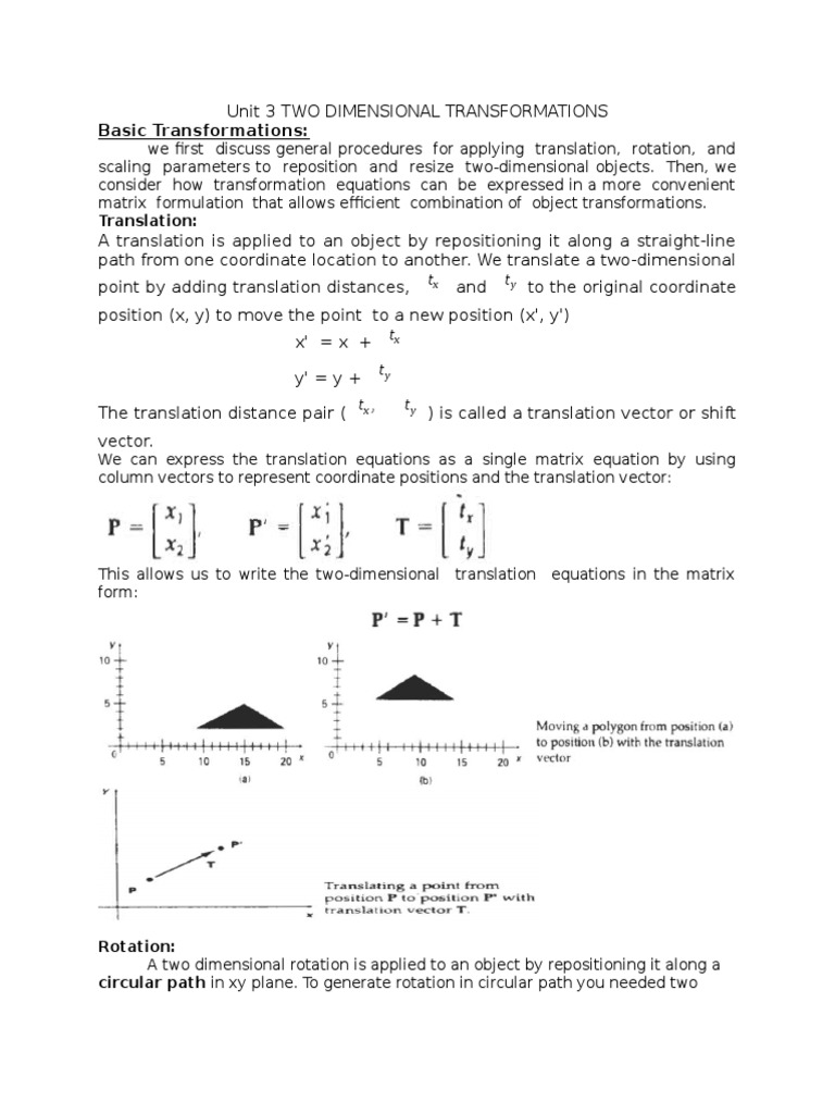 Basic Transformations:: Translation | PDF | Matrix (Mathematics ...