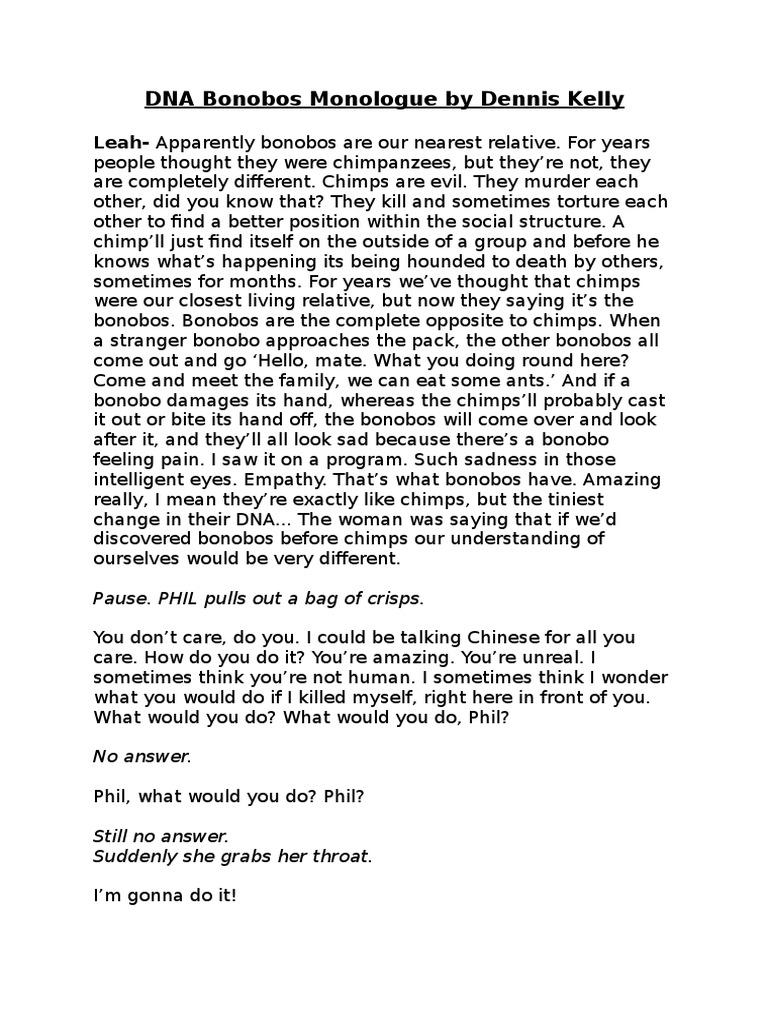 Bonobos and Leah's Monologue | PDF | Chimpanzee