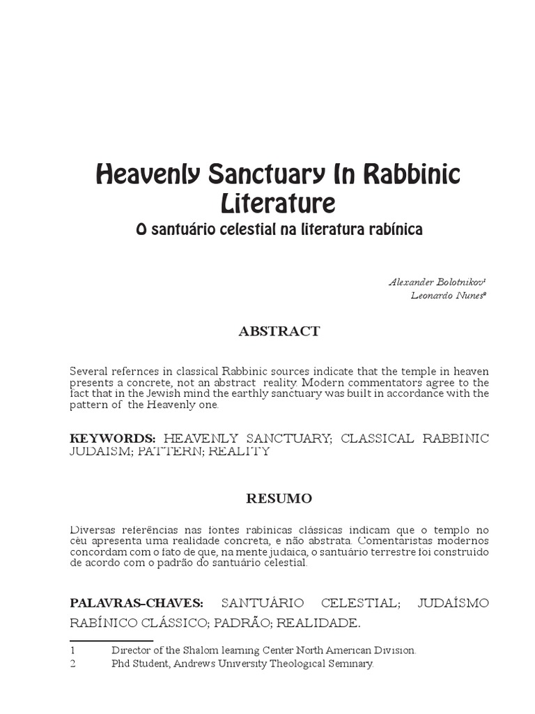 Heavenly Sanctuary in Rabbinic | PDF | Torah | Jewish Texts