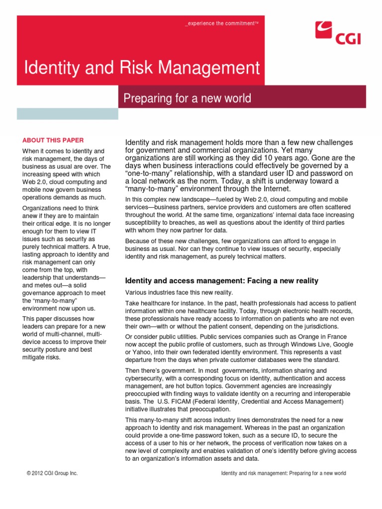 Identity and Risk Management White Paper | PDF | Authentication | Cloud ...