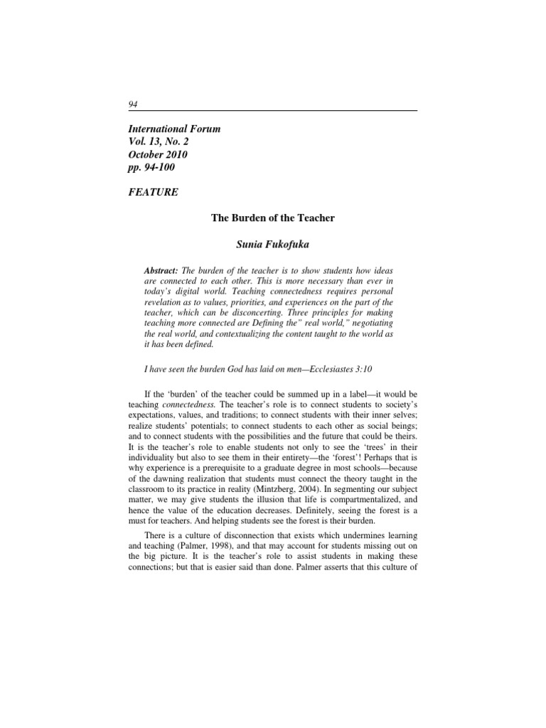 Burden of The Teacher | PDF | Learning Theory (Education) | Teachers