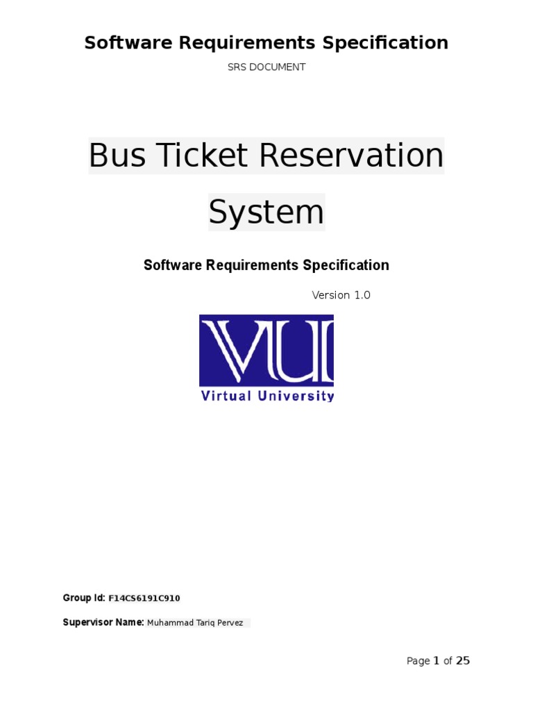 Bus Ticket Reservation System: Software Requirements Specification | Download Free PDF | Use ...