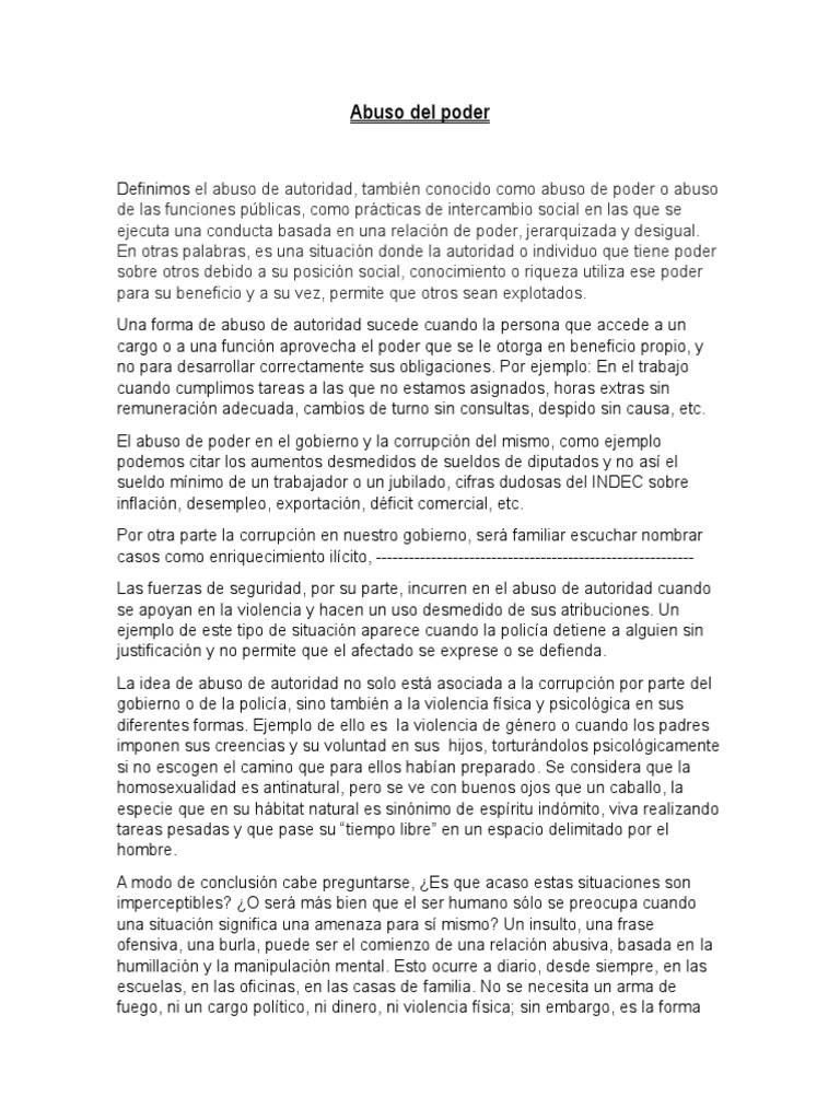 Abuso Del Poder | PDF | Corrupción política | Violencia