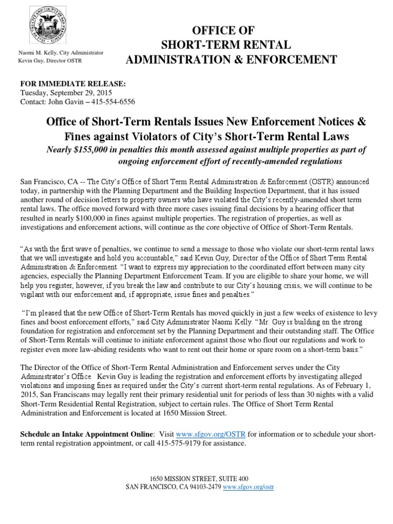 Office of Short-Term Rental Administration & Enforcement | PDF | Fine ...