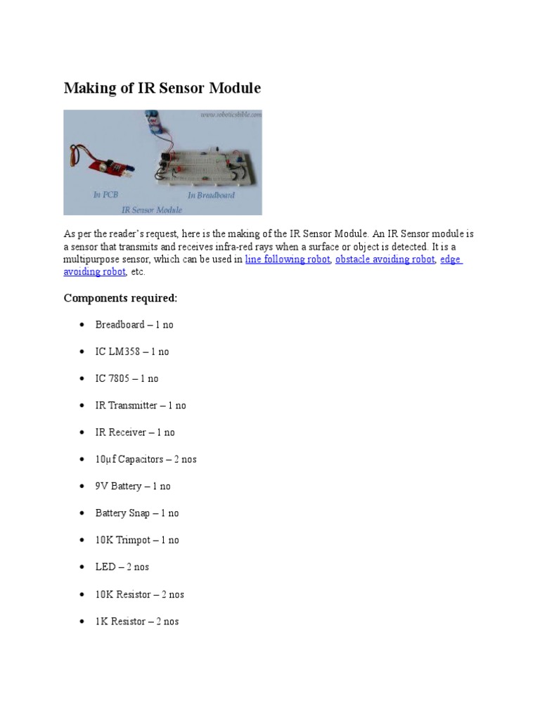 Making of IR Sensor Module | PDF | Electronic Component | Electrical ...