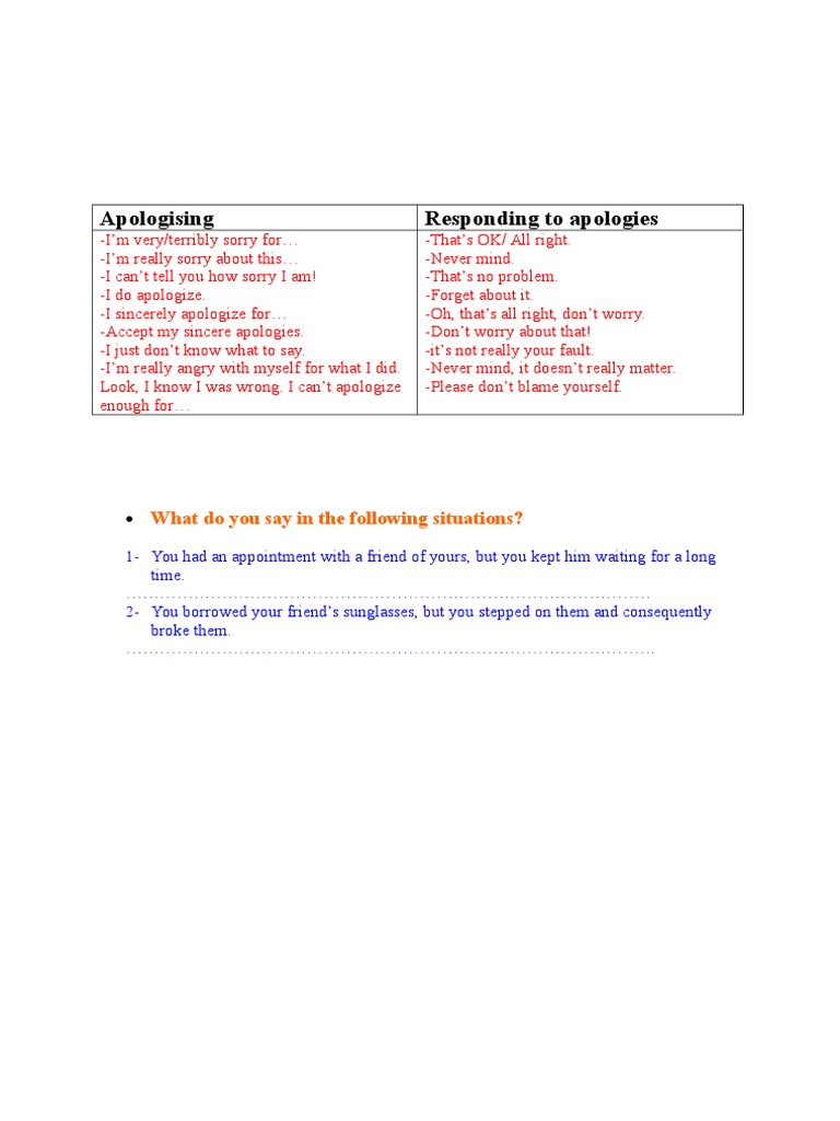 Apology and Response Guide | PDF