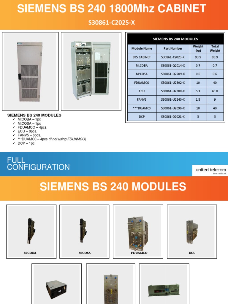 Siemens BS 240 1800Mhz Cabinet | PDF