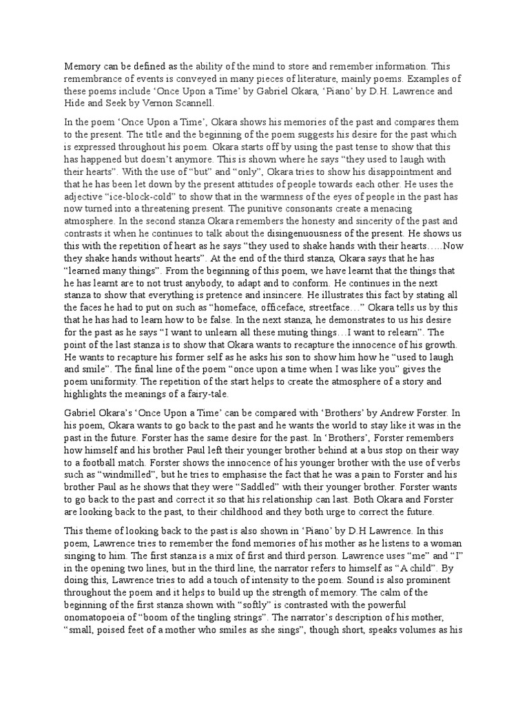 Memory's Role in Poetic Narratives | PDF | Poetry