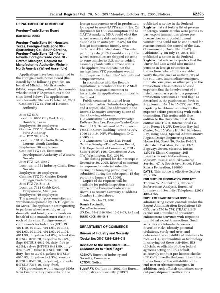 Notice: Export Transactions: List of Unverified Persons in Foreign ...