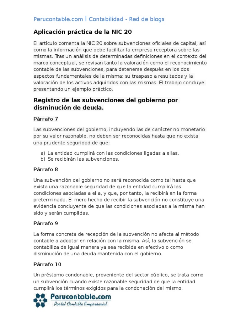 Aplicación Práctica de La NIC 20 | Depreciación | Contabilidad