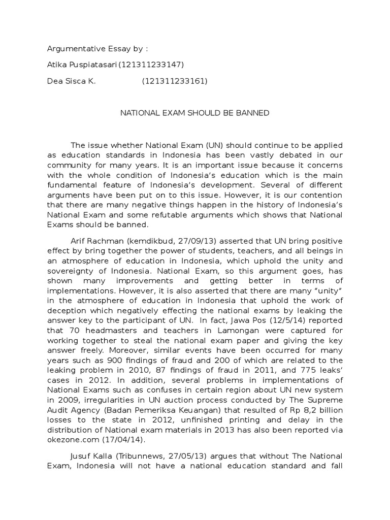 Contoh Argumentative Essay Bahasa Inggris - Riset