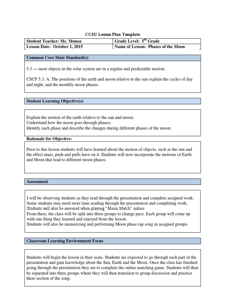 Moon Phase Lesson Plan | Lesson Plan | Moon | Free 30-day Trial | Scribd
