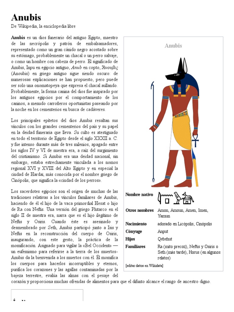 Anubis - Wikipedia, La Enciclopedia Libre PDF | PDF | Religión Egipcia Antigua | Mitología del ...