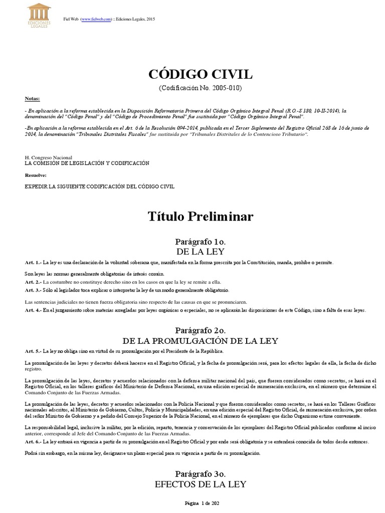 Codigo Civil Ecuador ACTUALIZADO | PDF | Anulación | Parentesco