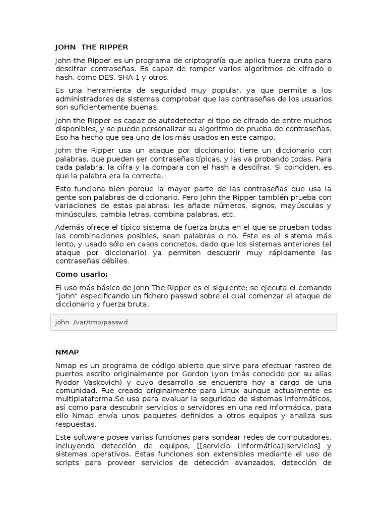 John The Ripper | PDF | Comunicación segura | Unix