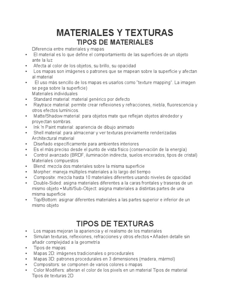 Tipos de Materiales y Texturas | PDF
