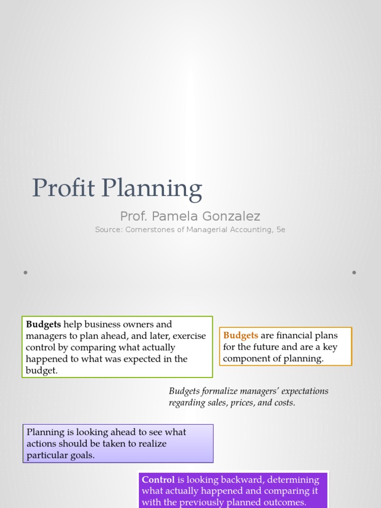 Understanding Profit Planning Basics | PDF | Cost Of Goods Sold | Budget