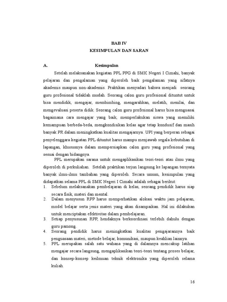 Bab IV Kesimpulan Dan Saran | PDF | Karier & Perkembangan